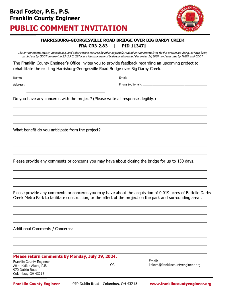 Public Meetings – Franklin County Engineer's Office